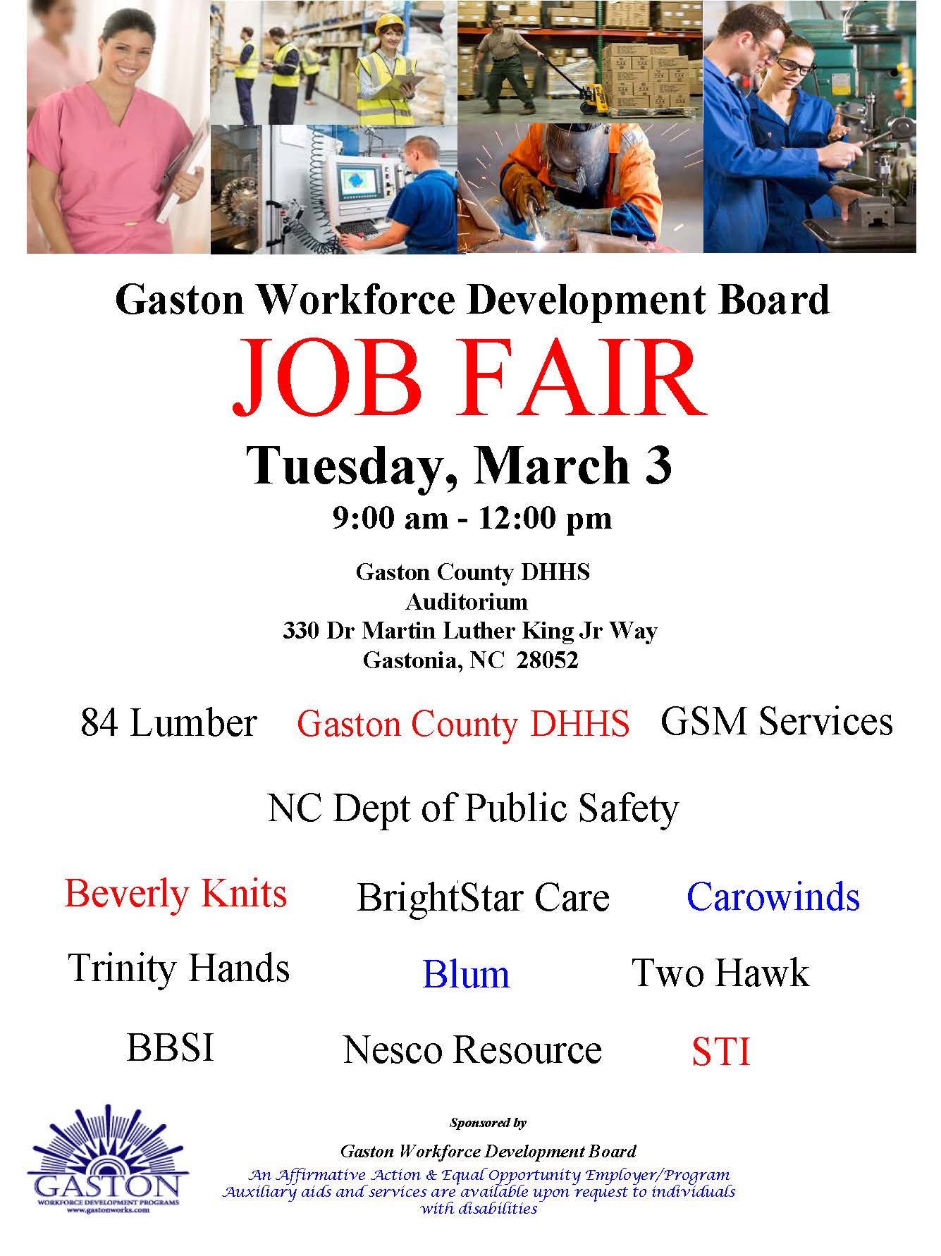 Job Fair- Gaston Co DHHS Auditorium – Gaston County Workforce ...
